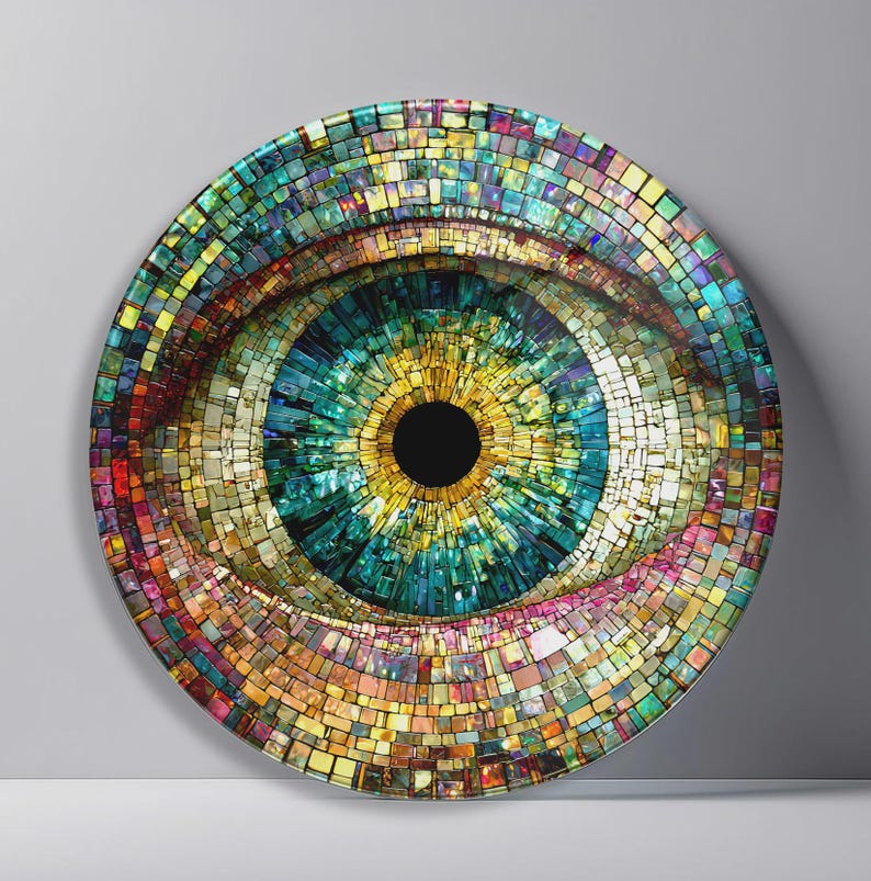 Round Mosaic “eye Iris” Glass Wall Art – Colorful Modern Home Decor - Etsy