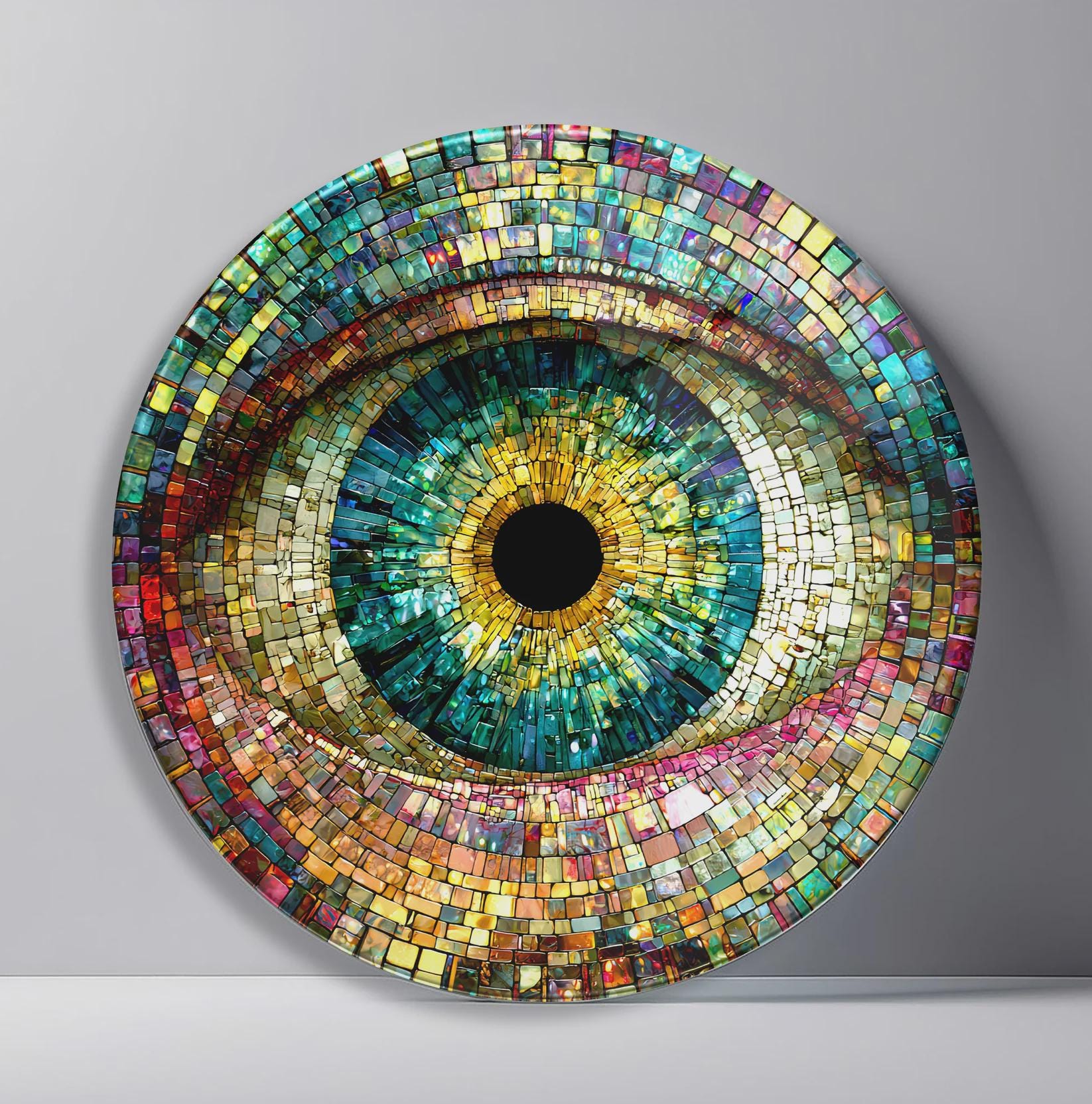 Round Mosaic “eye Iris” Glass Wall Art – Colorful Modern Home Decor - Etsy