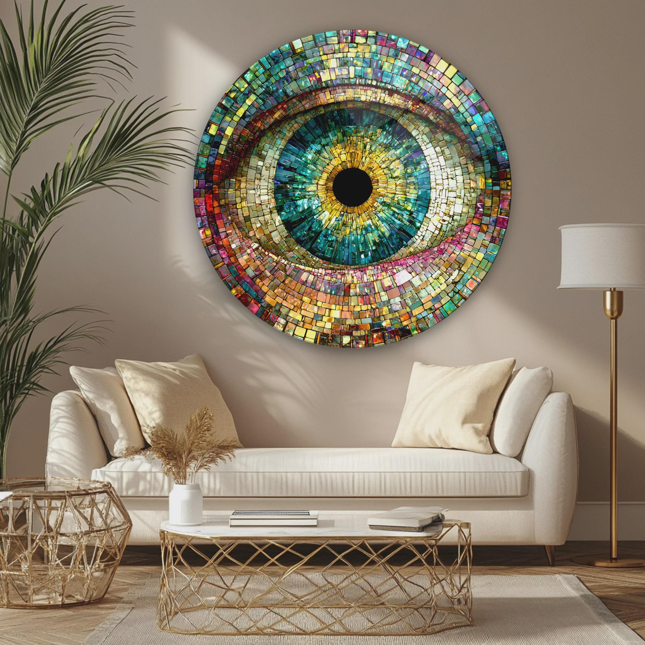 Round Mosaic “eye Iris” Glass Wall Art – Colorful Modern Home Decor - Etsy
