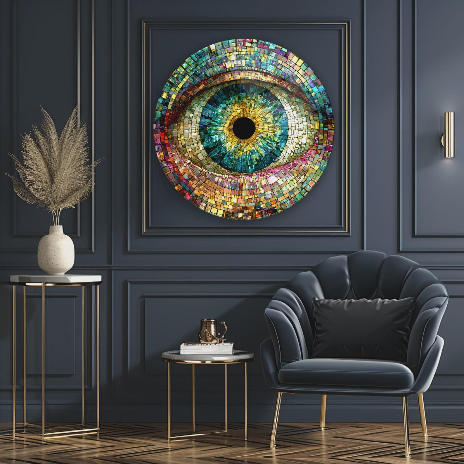 Round Mosaic “eye Iris” Glass Wall Art – Colorful Modern Home Decor - Etsy