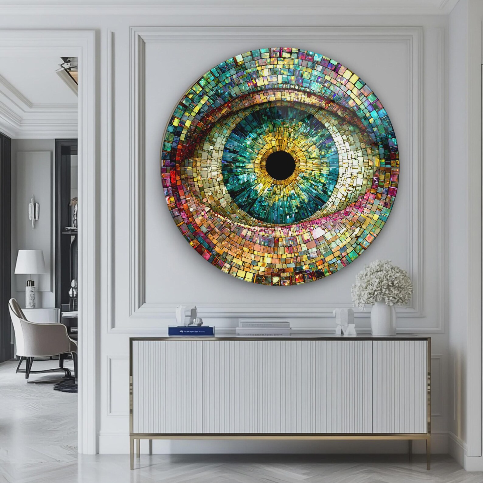 Round Mosaic “eye Iris” Glass Wall Art – Colorful Modern Home Decor - Etsy