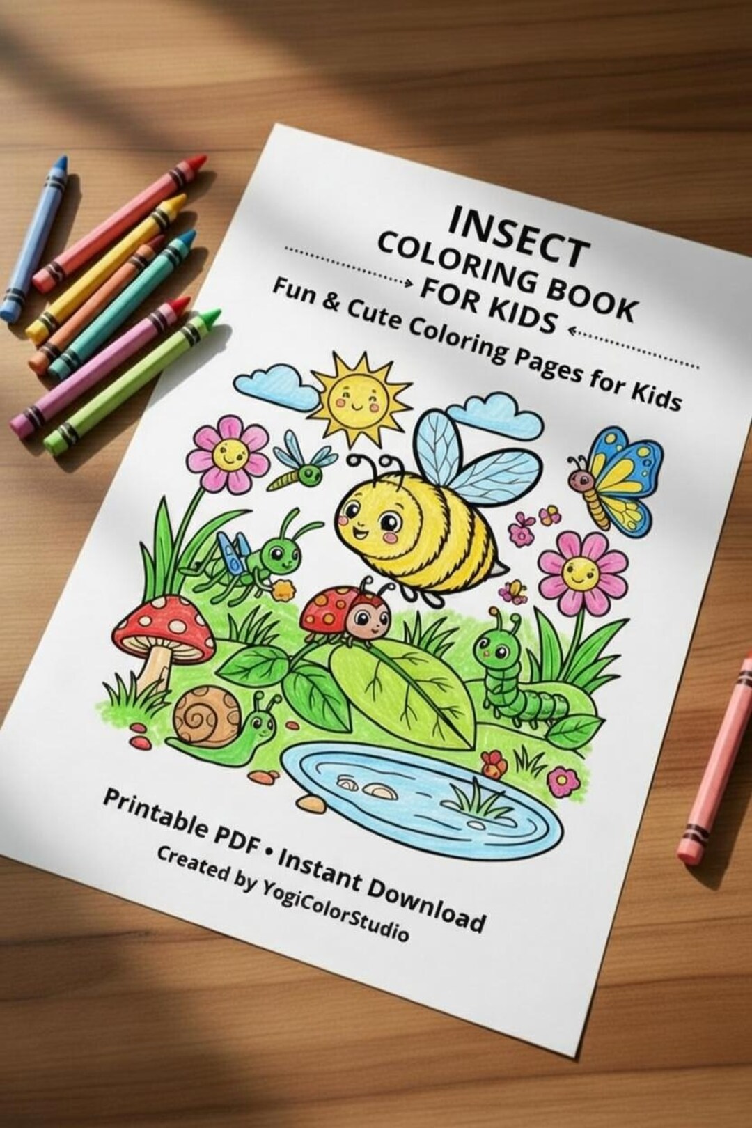 INSECT Coloring Book for Kids, Fun Bug Activity (PDF Instant Download ...