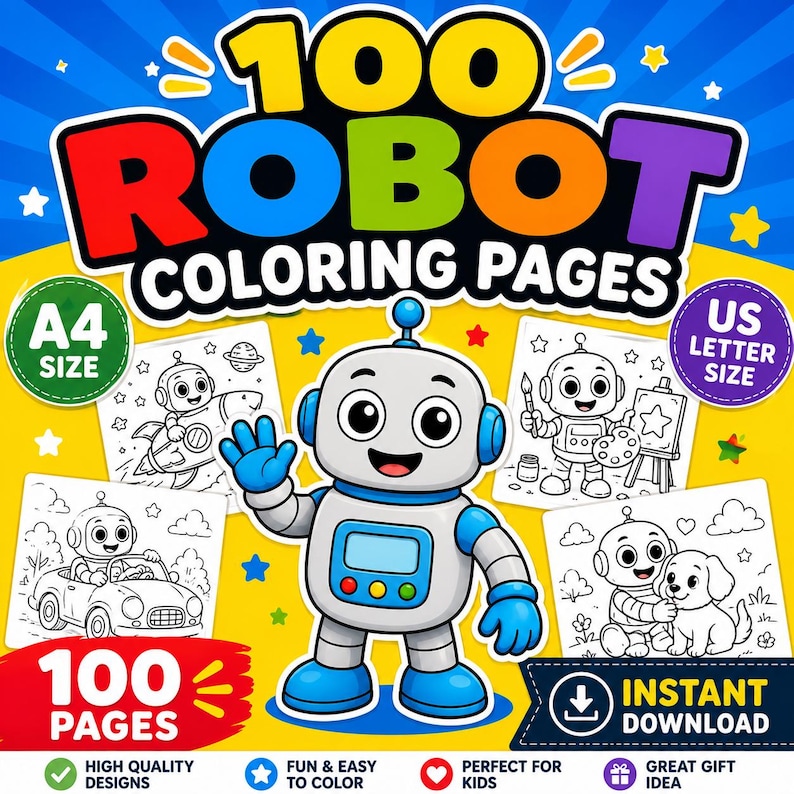 100 Robot Coloring Pages for Kids | Printable Robot Coloring Book ...