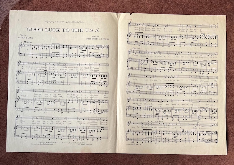 GOOD LUCK to the USA - 1910s 1920s Sheet Music - Etsy