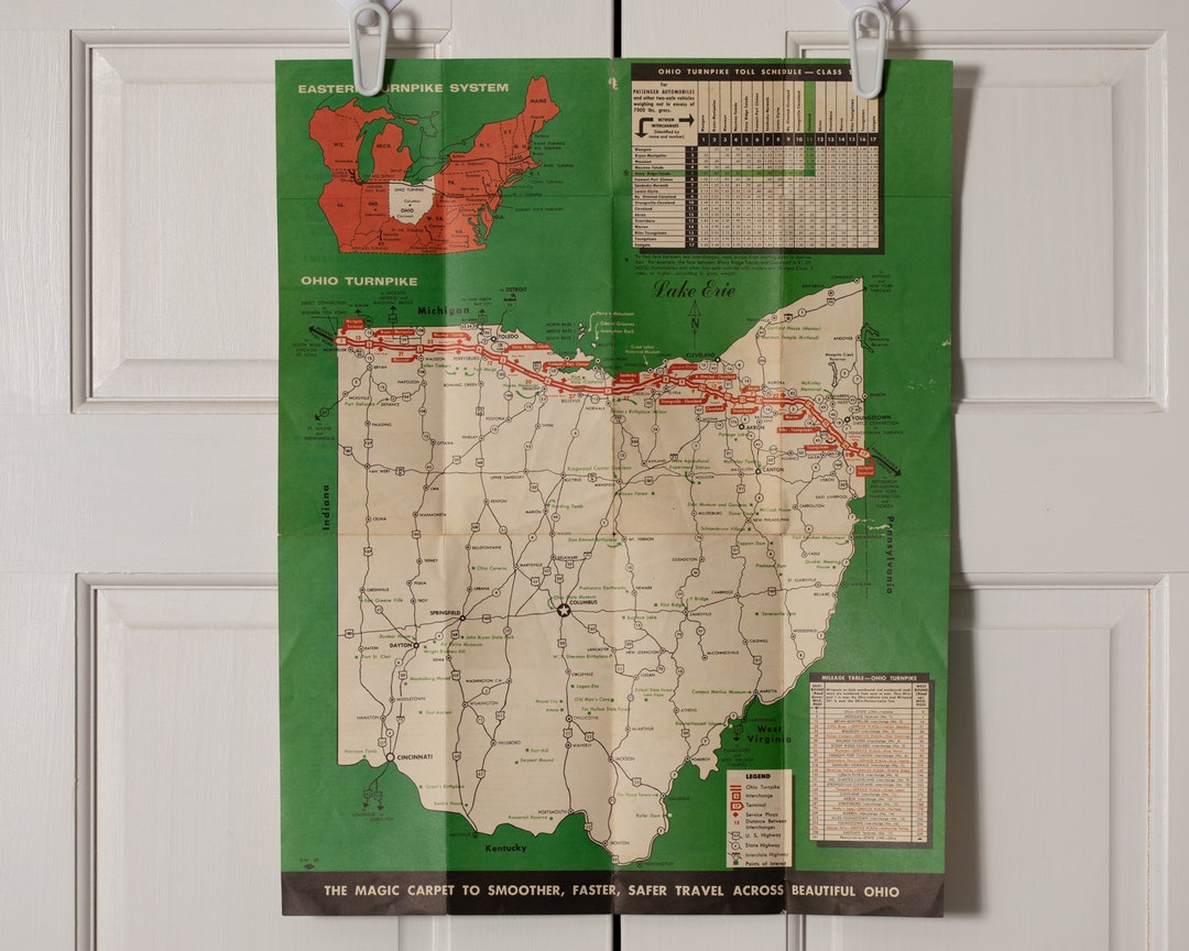 50s 60s Ohio Turnpike Ohio State Map - Etsy