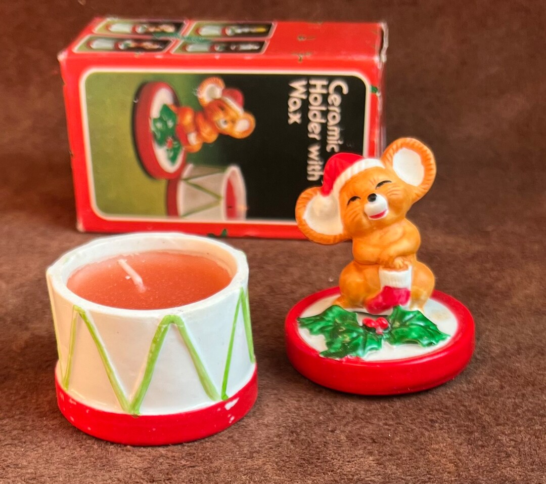 Ceramic Christmas Mouse Candle Holder - Etsy
