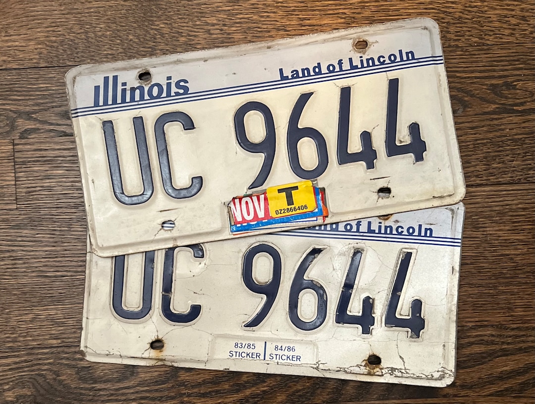 Vintage 80s Illinois Car License Plates - Land of Lincoln - Etsy