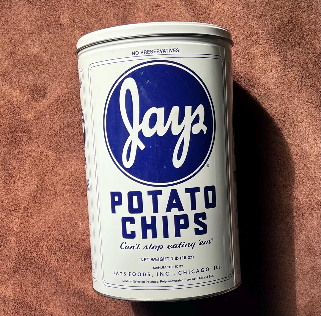 80s Jays POTATO CHIPS Tall Tin Container - Etsy