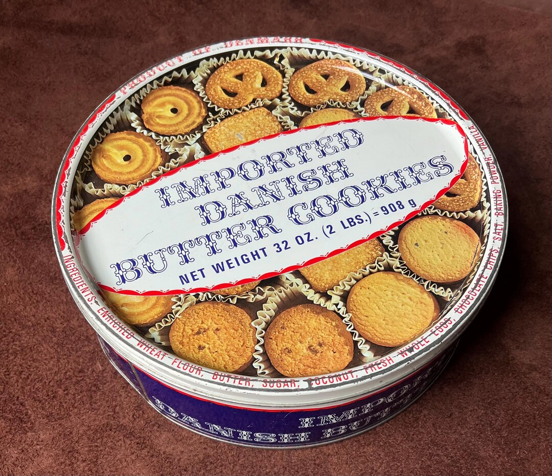 Imported DANISH BUTTER COOKIES Large Vintage Tin Container - Etsy