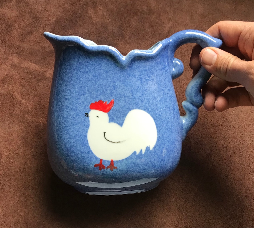 Calico China Blue Sponge Ware Rooster Country Handle Picture - Etsy