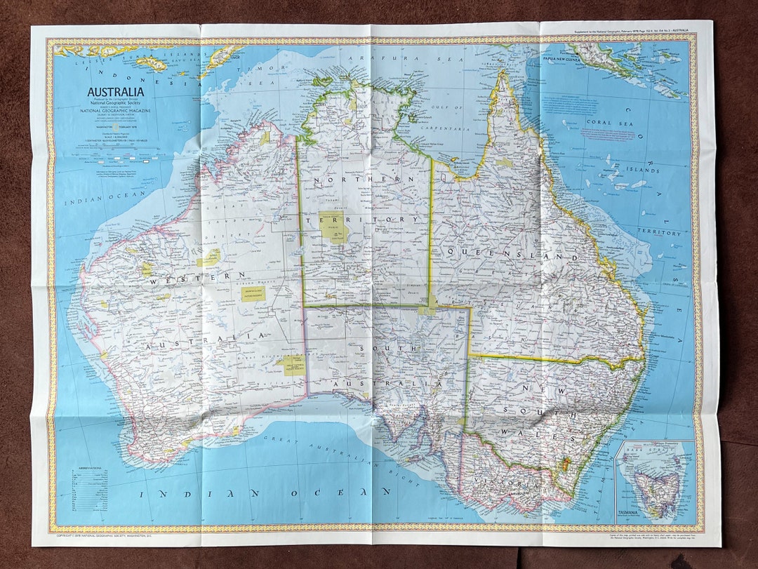 70s 80s National Geographic Map of AUSTRALIA - Etsy