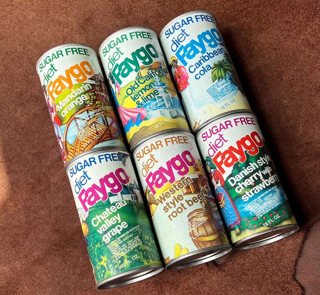 Vintage 1970s Diet FAYGO Pop Soda Cans Collection of 6 - Etsy