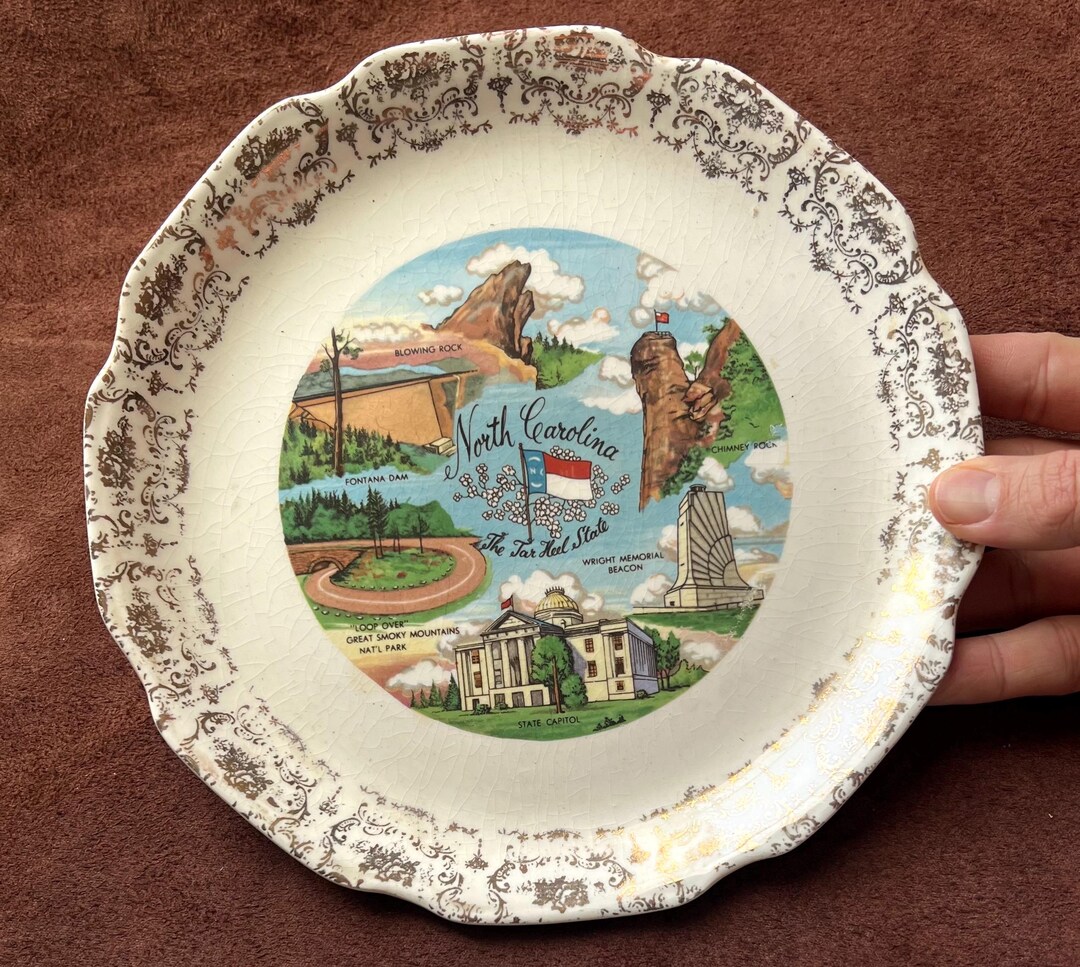 Vintage North Carolina Tar Heel State Decorative Plate - Etsy