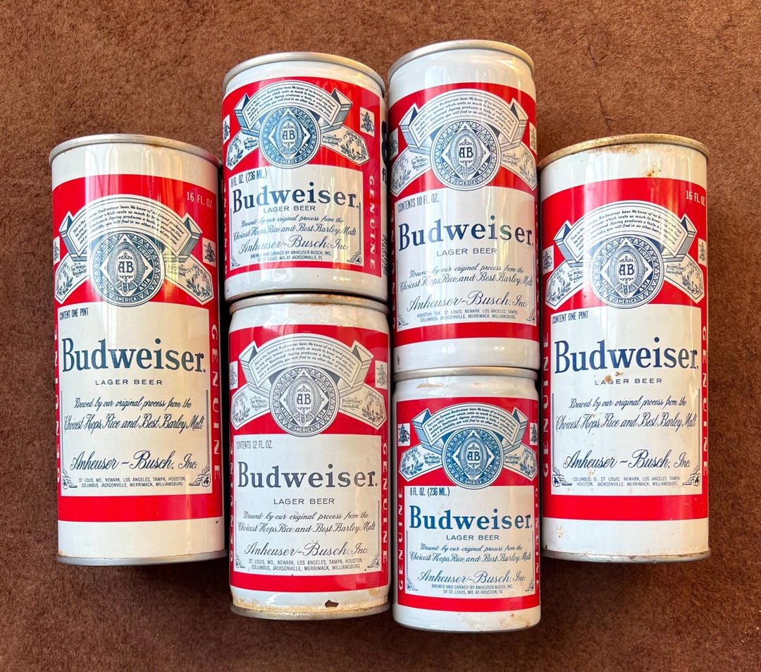 Collection of 6 Vintage Budweiser Beer Cans Various Sizes - Etsy