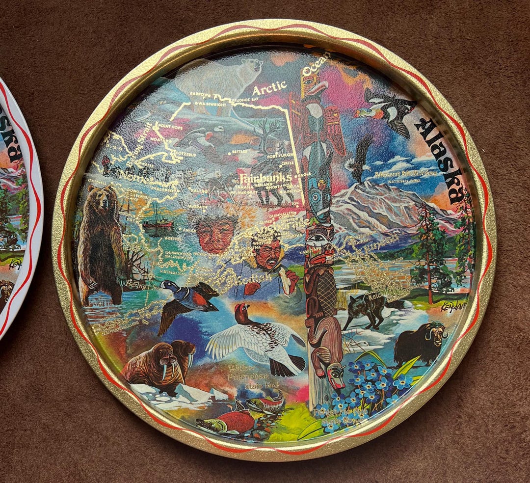 Awesome Vintage ALASKA Tin Serving Tray - Etsy