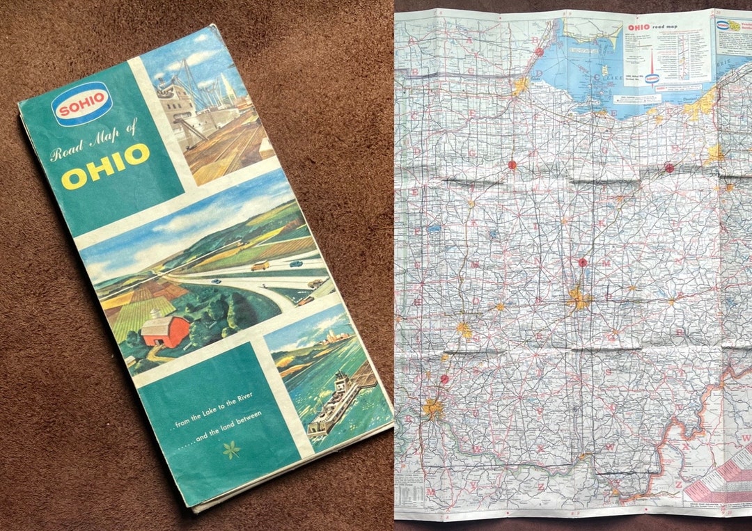 Vintage 60s Road Map of OHIO - Etsy
