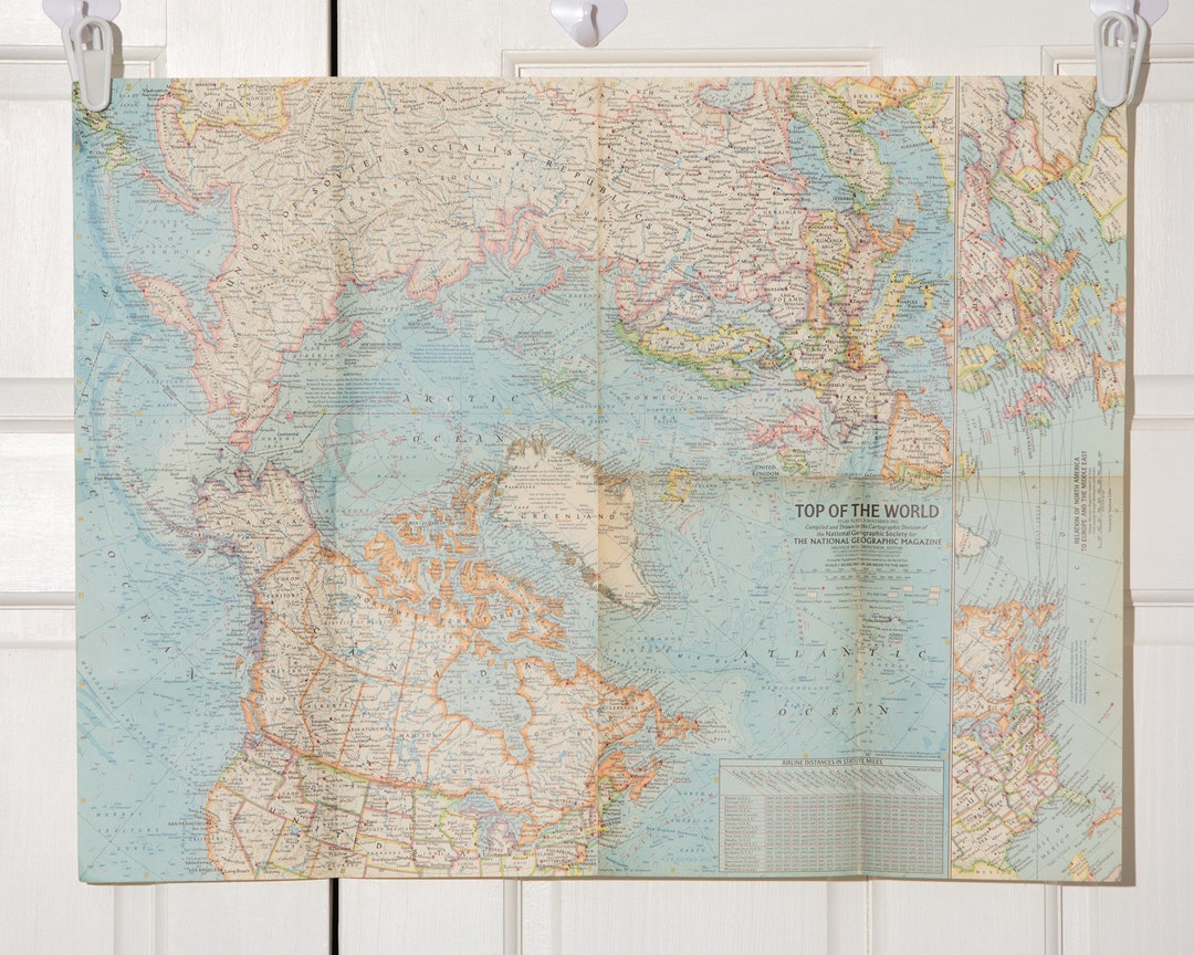 1960s National Geographic TOP of THE WORLD Map - Etsy