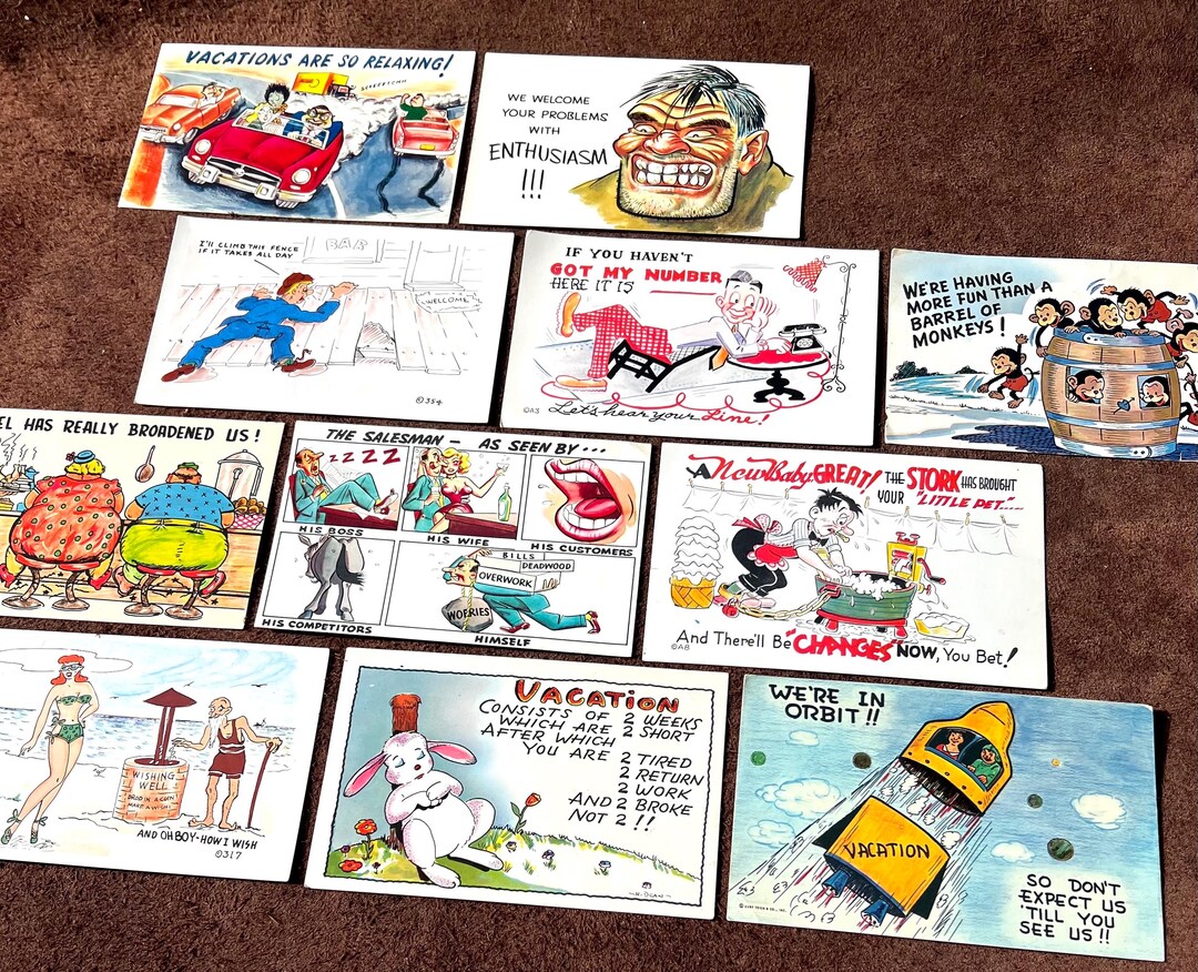 Collection of Funny Vintage Postcards - Cartoon - Etsy