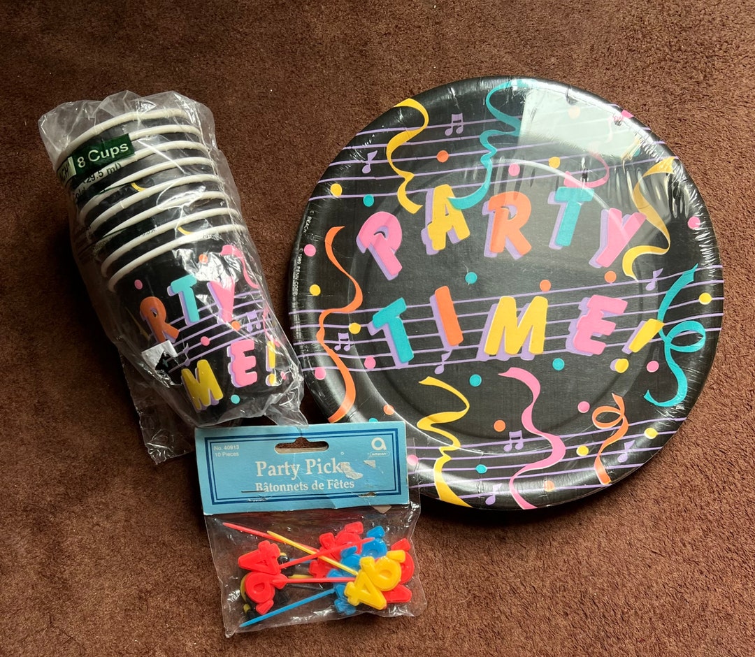 80s 90s PARTY TIME Paper Plates and Cups - 94 Party Picks - Etsy