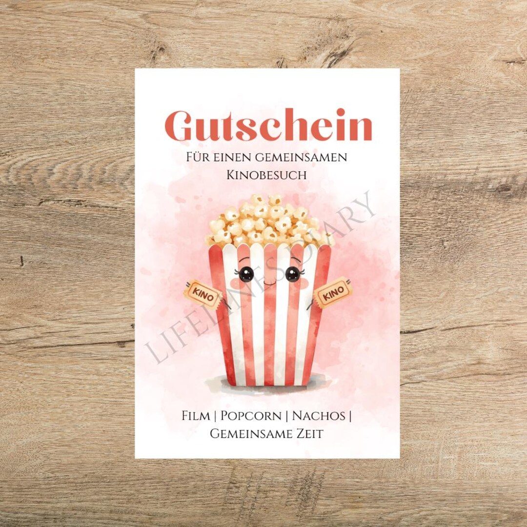 Voucher “together Cinema Visit” – A4 & A6 Template for Printing - Etsy