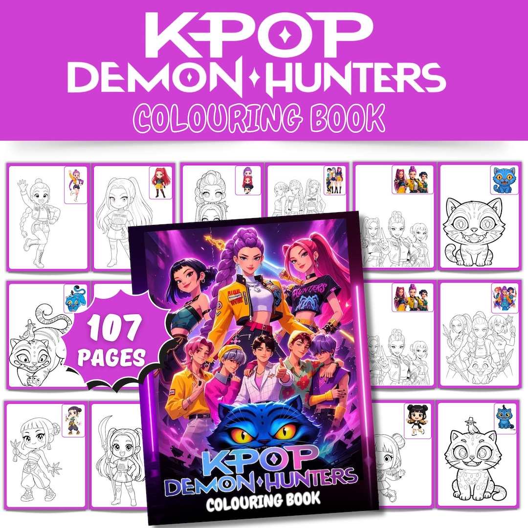 Kpop Demon Hunter Coloring Book – 107 Pages | Printable PDF | Kpop Fan ...