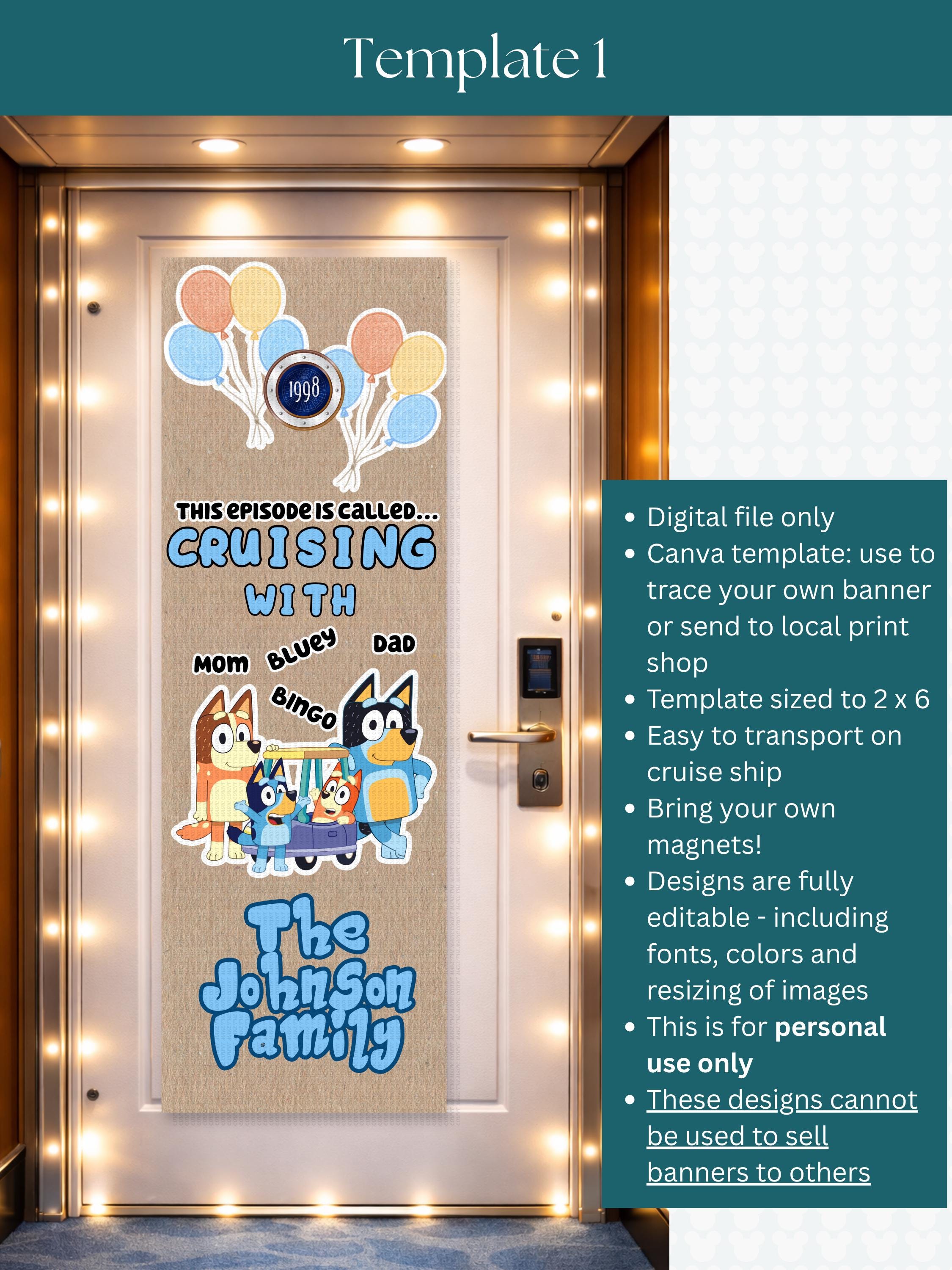 Bluey Themed Cruise Door Banner Canva Template - Etsy
