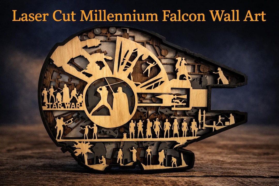 Star Wars Millennium Falcon Mural SVG File, Laser Cut by Lightburn on ...