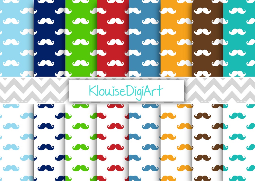 Rainbow Mustache Digital Printable Papers for Personal and Small ...