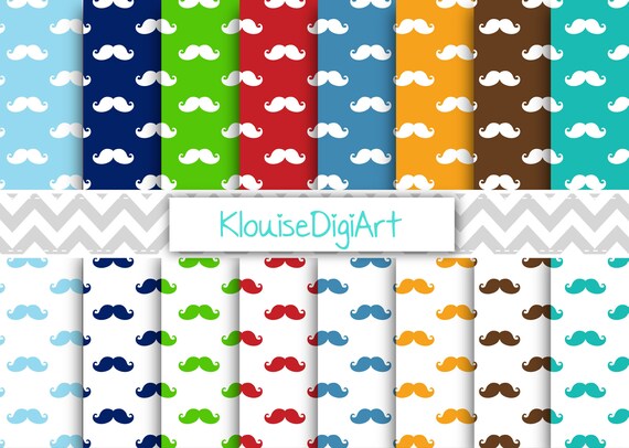 Rainbow Mustache Digital Printable Papers for Personal and - Etsy