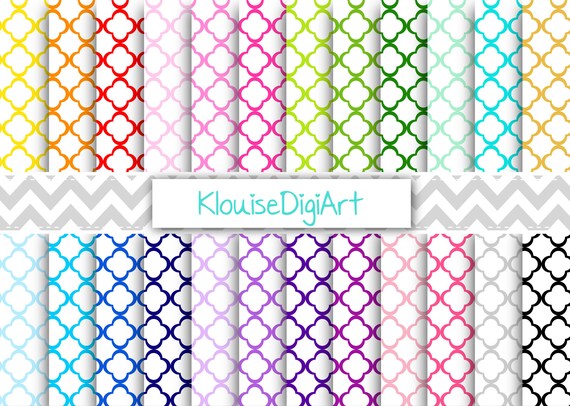 Rainbow and Pastel Quatrefoil on White Printable Digital - Etsy