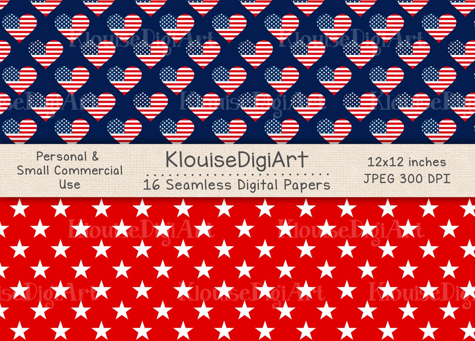 Seamless July 4th Independence Day Printable Papers in Red and - Etsy