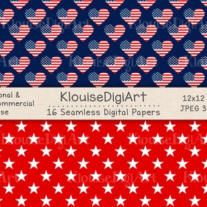 Seamless July 4th Independence Day Printable Papers in Red and Blue - Etsy