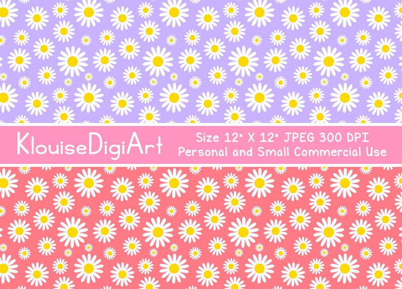 Spring Pastel Daisies Flowers Digital Printable Papers in | Etsy