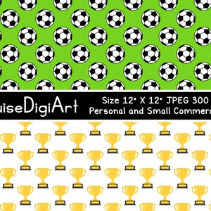 Soccer Football Sport Digital Papers Patterns in Red, Green and Black ...