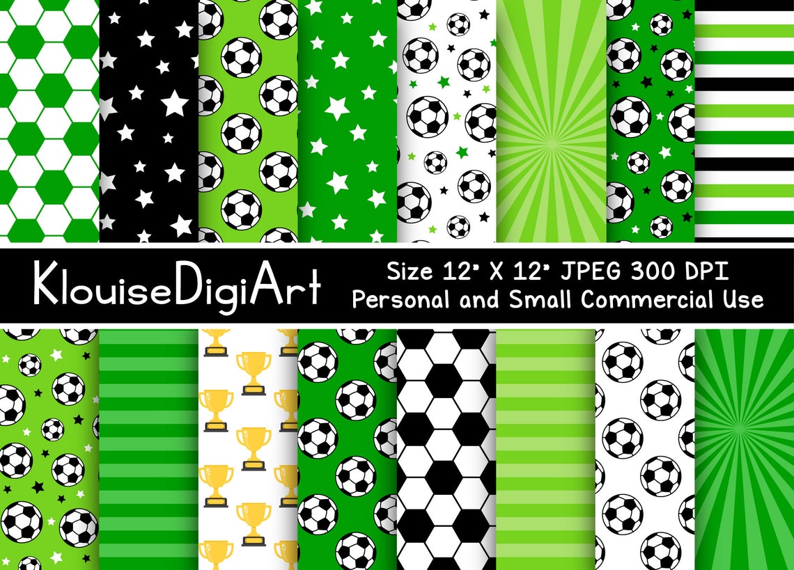 Soccer Football Sport Digital Papers Patrones en verde claro y - Etsy ...