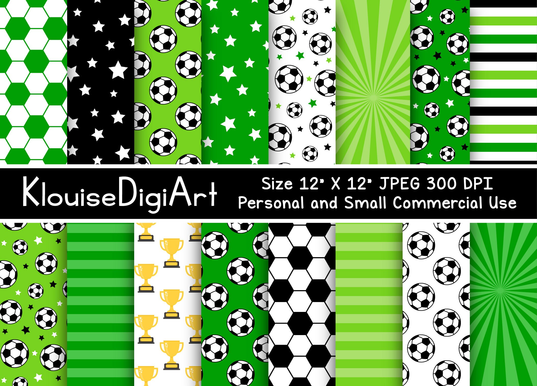 Soccer Football Sport Digital Papers Patrones en verde claro y | Etsy