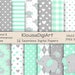 Rainbow Digital Papers in Navy, Green, Yellow, Orange With Quatrefoil ...