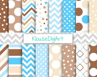 Summer Digital Printable Papers With Polka Dots Chevrons | Etsy