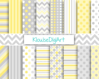 Bright Orange, Blue and Gray Printable Digital Papers With Stripes ...