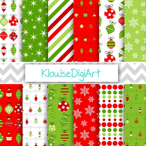 Christmas Watercolor Papers Bright RED & GREEN Digital Paper - Etsy
