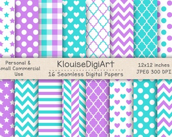 Seamless Dusty Blue and White Digital Printable Papers With Polka Dots ...