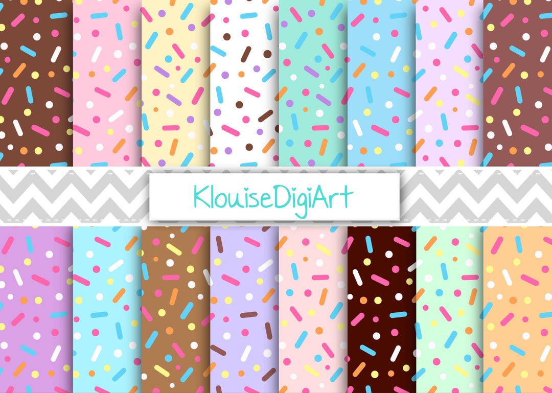 Donut Chunky Sprinkles Digital Printable Papers in Pink, Purple, Green ...
