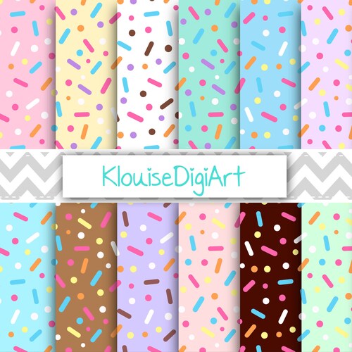 Donut Chunky Sprinkles Digital Printable Papers in Pink - Etsy