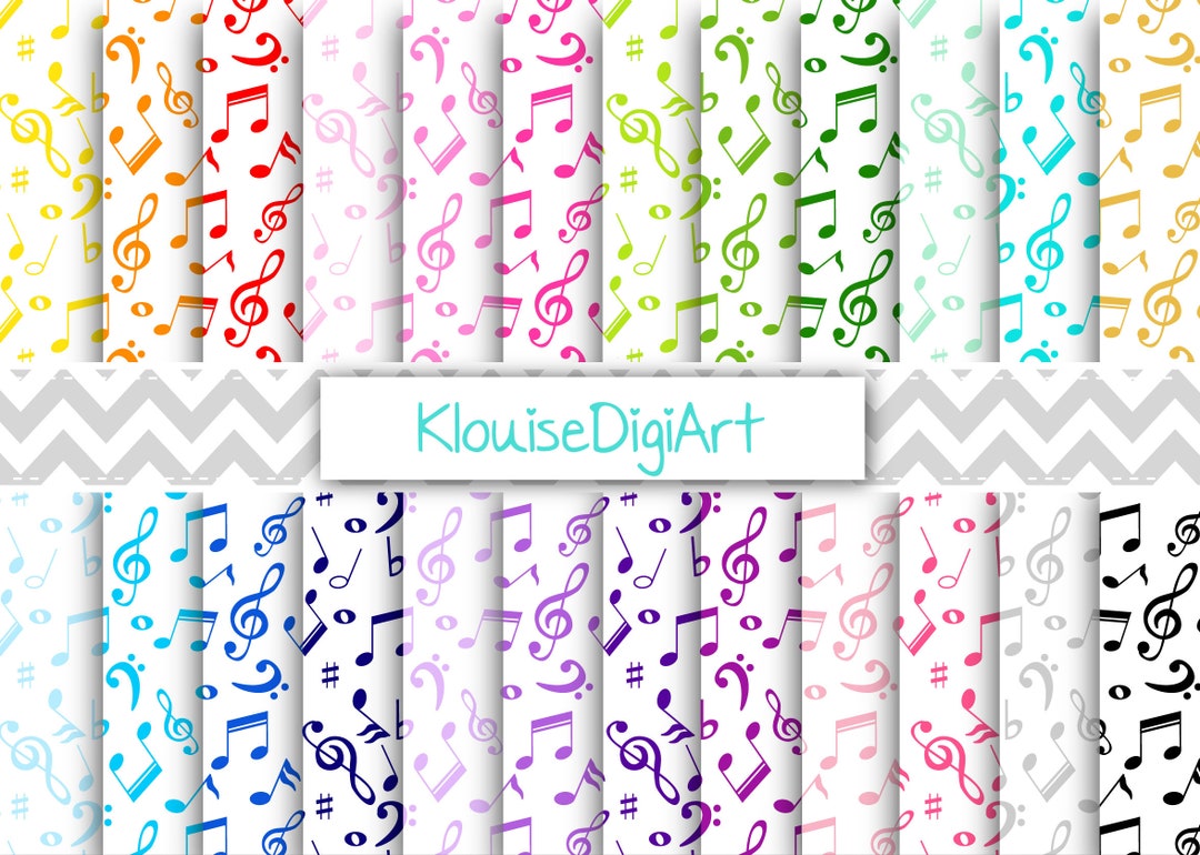 Rainbow and Pastel Music Notes on White Digital Printable Papers - Etsy