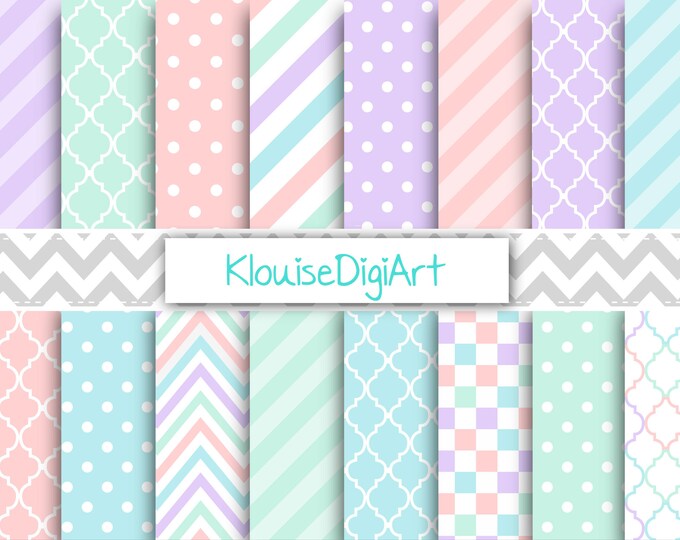 Bright Orange, Blue and Gray Printable Digital Papers With Stripes ...