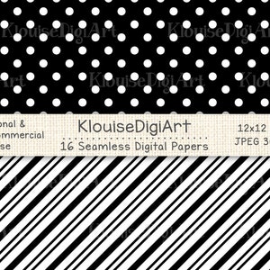 Seamless Black and White Digital Printable Papers With Polka Dots ...