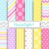Yellow and Pink Digital Paper Pack, Scrapbook Papers, Commercial Use ...