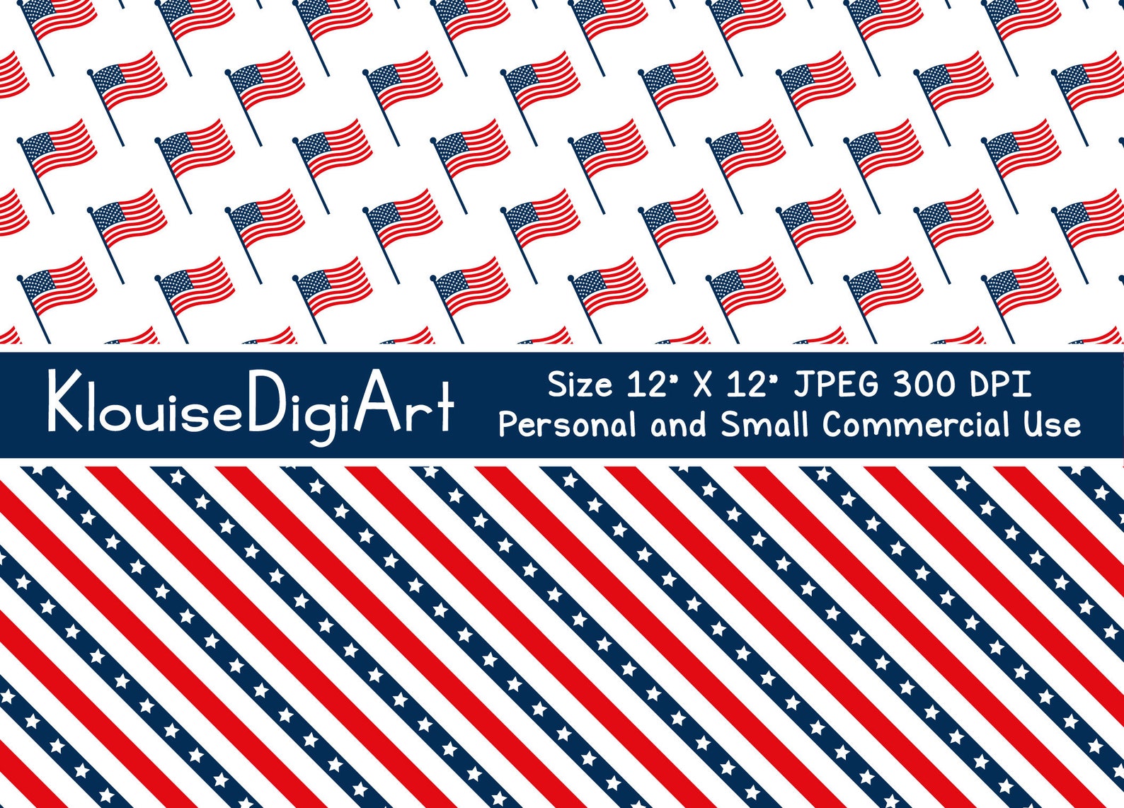 July 4th Independence Day Digital Printable Papers in Red, White and ...
