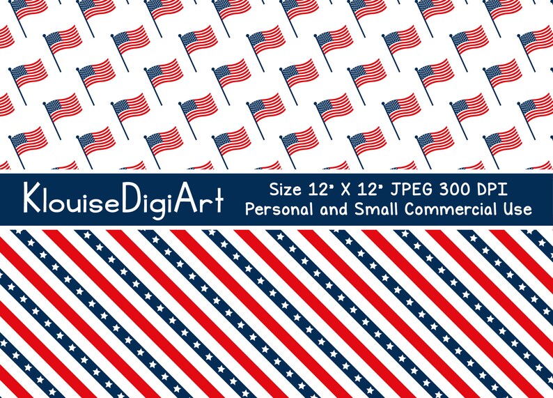July 4th Independence Day Digital Printable Papers in Red, White and ...