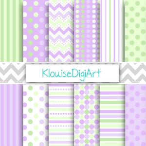 Lilac Purple and Green Digital Scrapbooking Papers With - Etsy